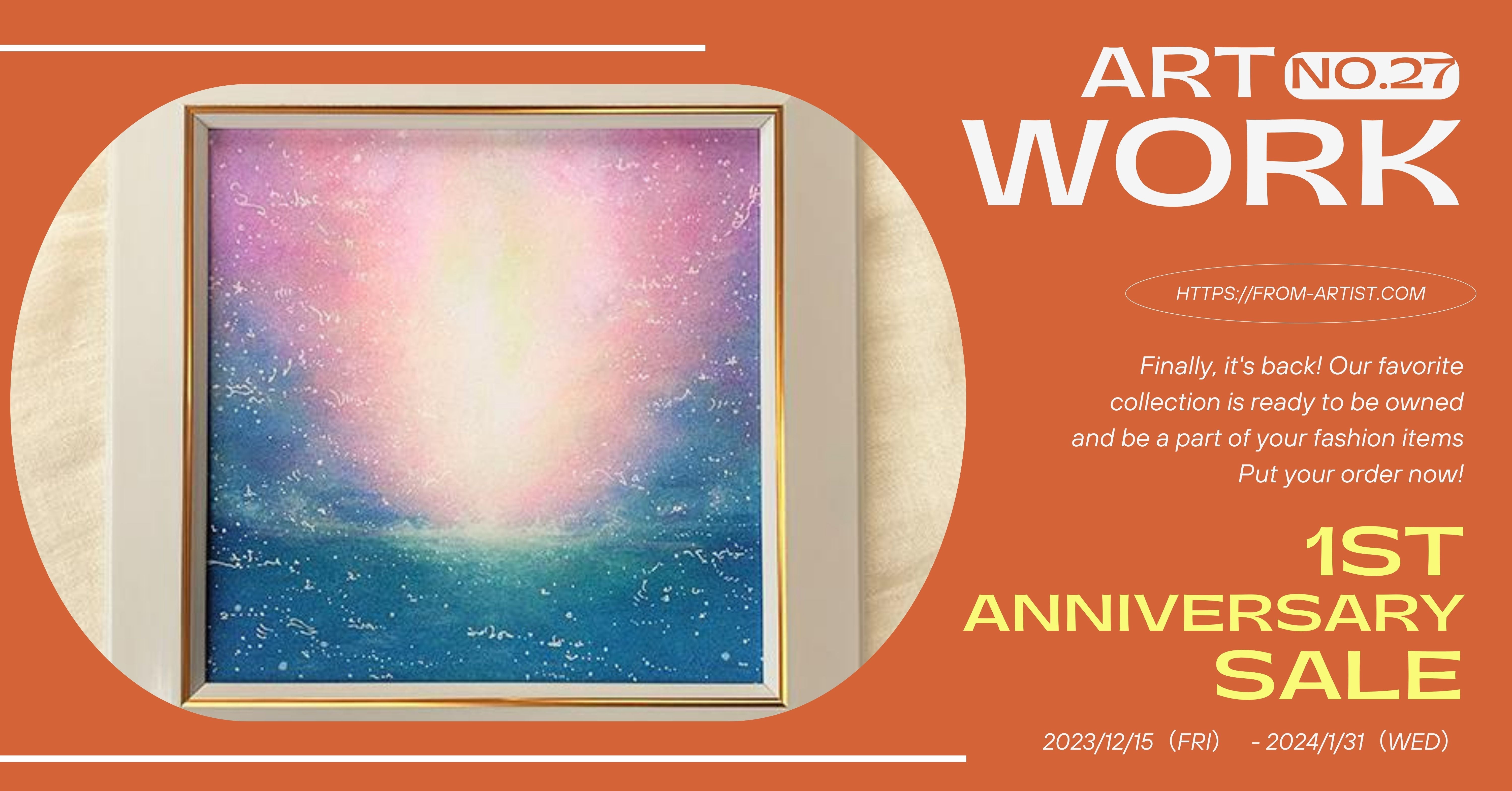 " FROM ARTIST " 1stアニバーサリーセール に " HIDEKI MORI " さんの作品掲載が決定